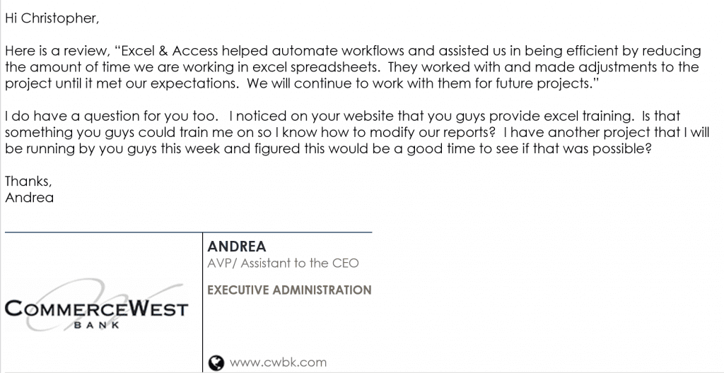 Microsoft Excel, Access, SQL Experts in Irvine, CA | Excel and Access LLC