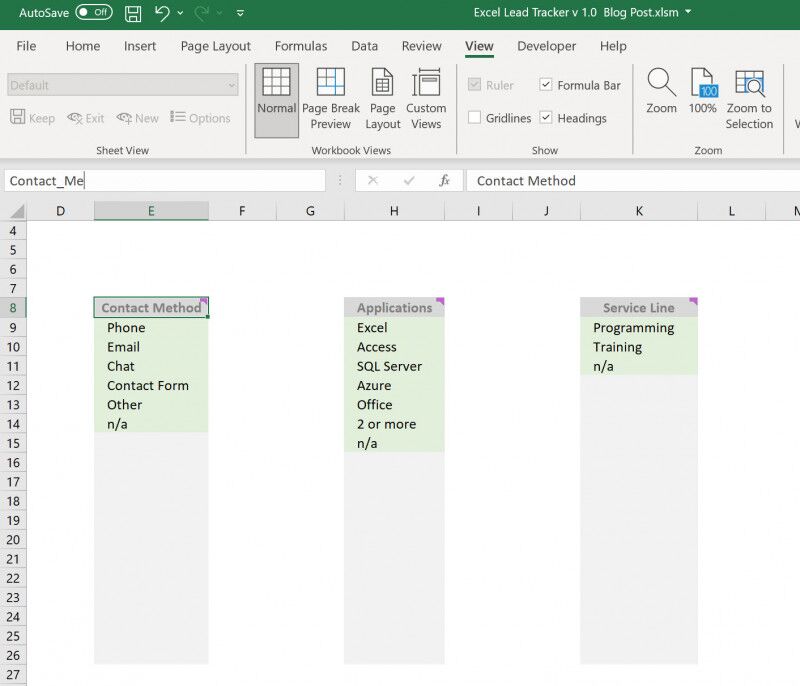 Microsoft Excel Lead Tracker Application - Excel and Access, LLC