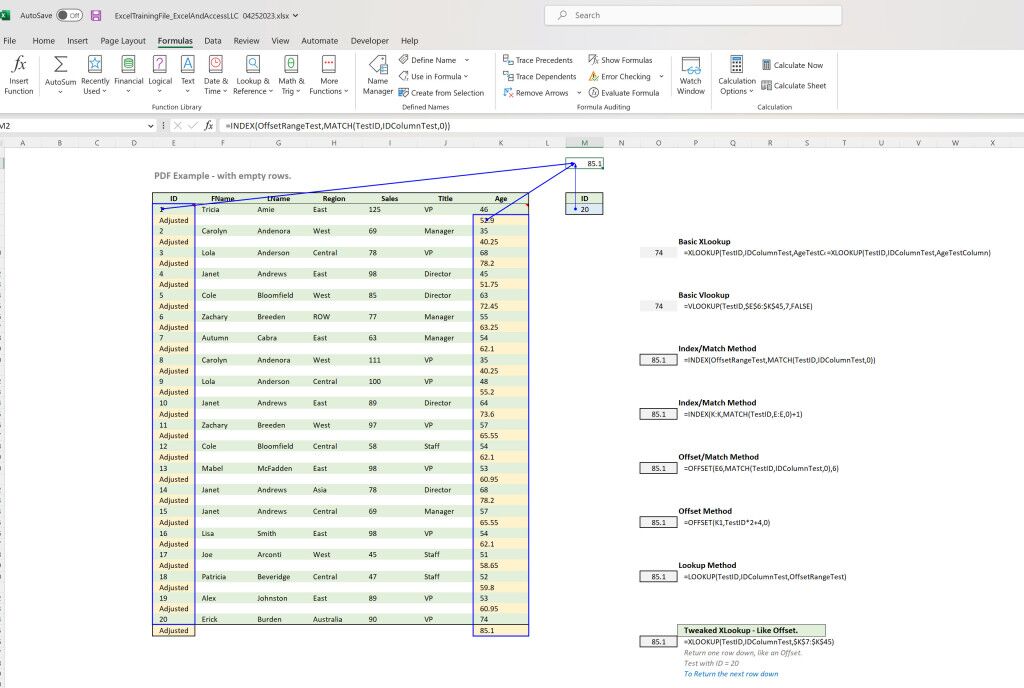 Xlookup Built In Offset Functions Use With Messy Pdf Data