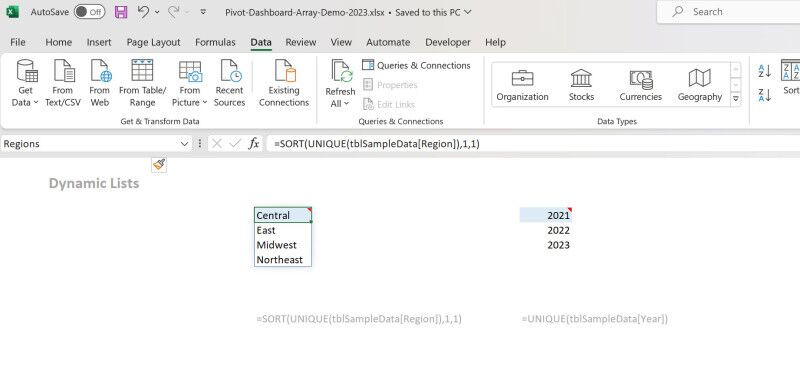 Excel Dynamic Array Functions for Dashboard Reporting - Excel and Access, LLC