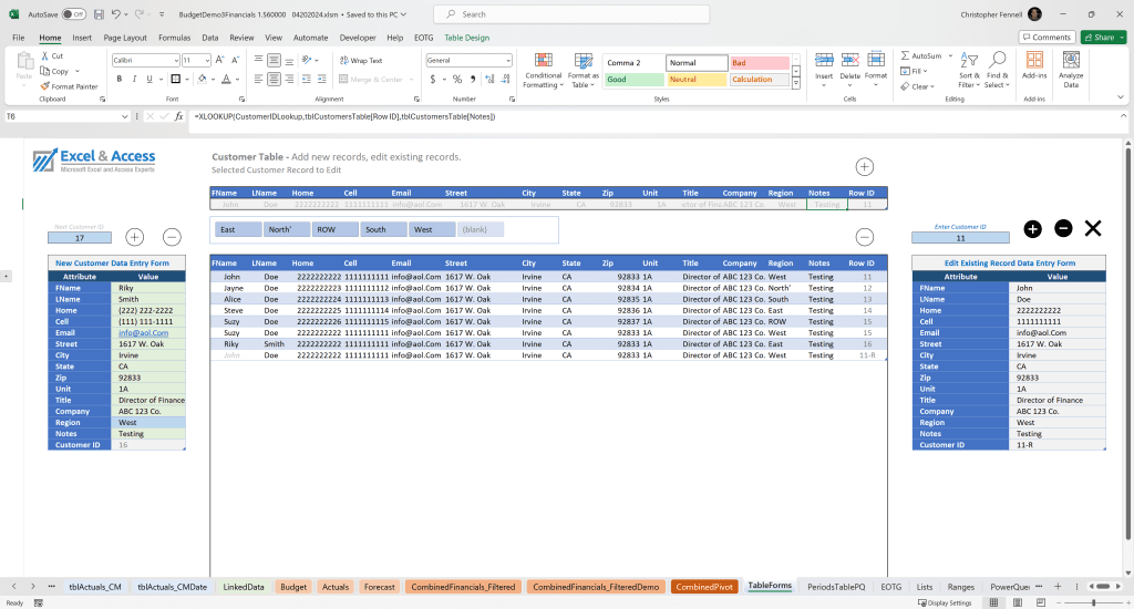 Excel Tables versus Access Database - Excel and Access, LLC