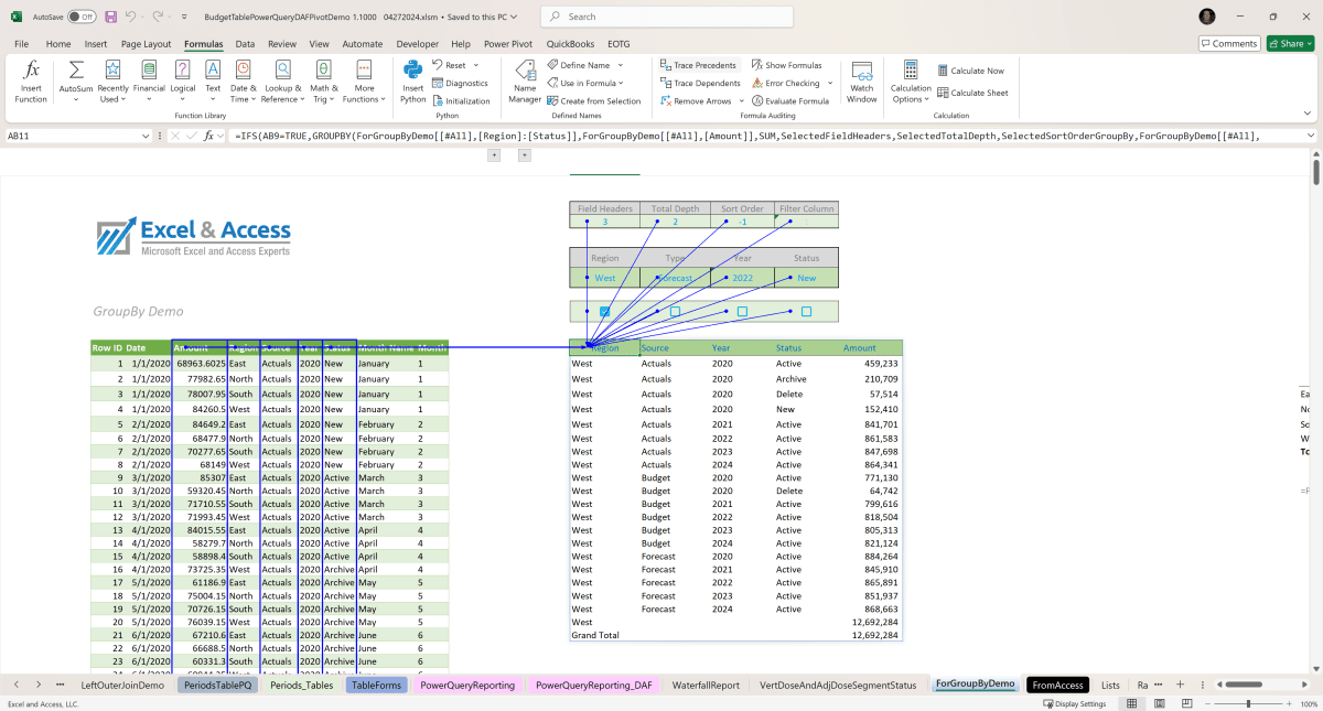 GroupBy Function for Interactive Reporting - Excel and Access, LLC