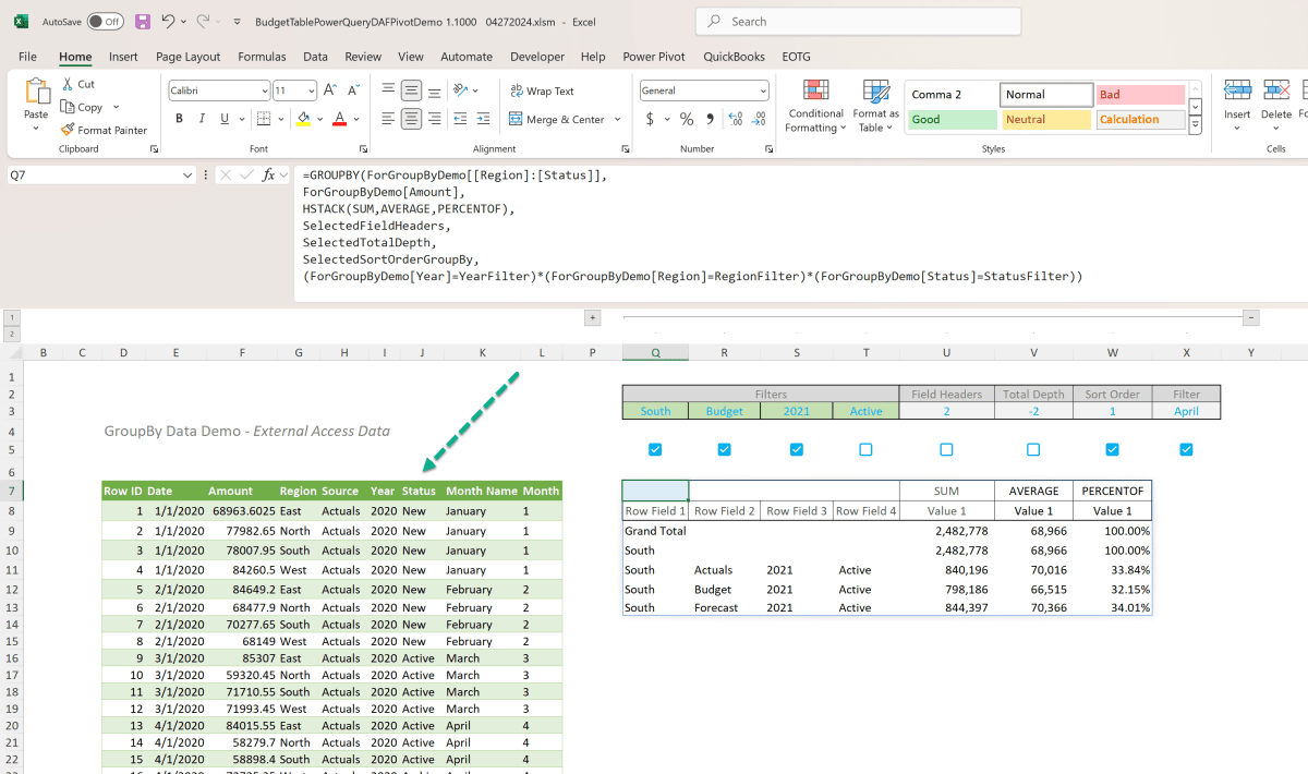 GroupBy Function for Interactive Reporting - Excel and Access, LLC