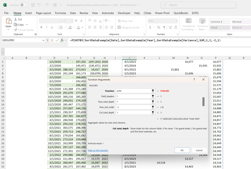 Dynamic Sorting Excel 365 - Excel and Access, LLC