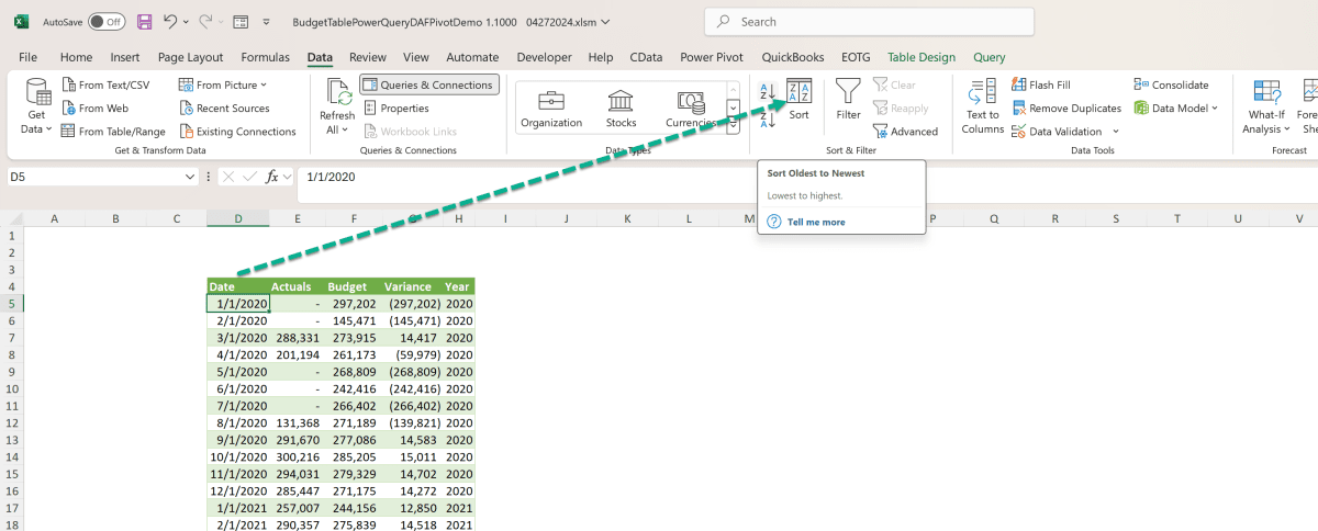 Dynamic Sorting Excel 365 - Excel and Access, LLC