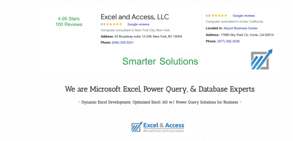 Custom Excel 365 Solutions Take Experience - Excel and Access, LLC